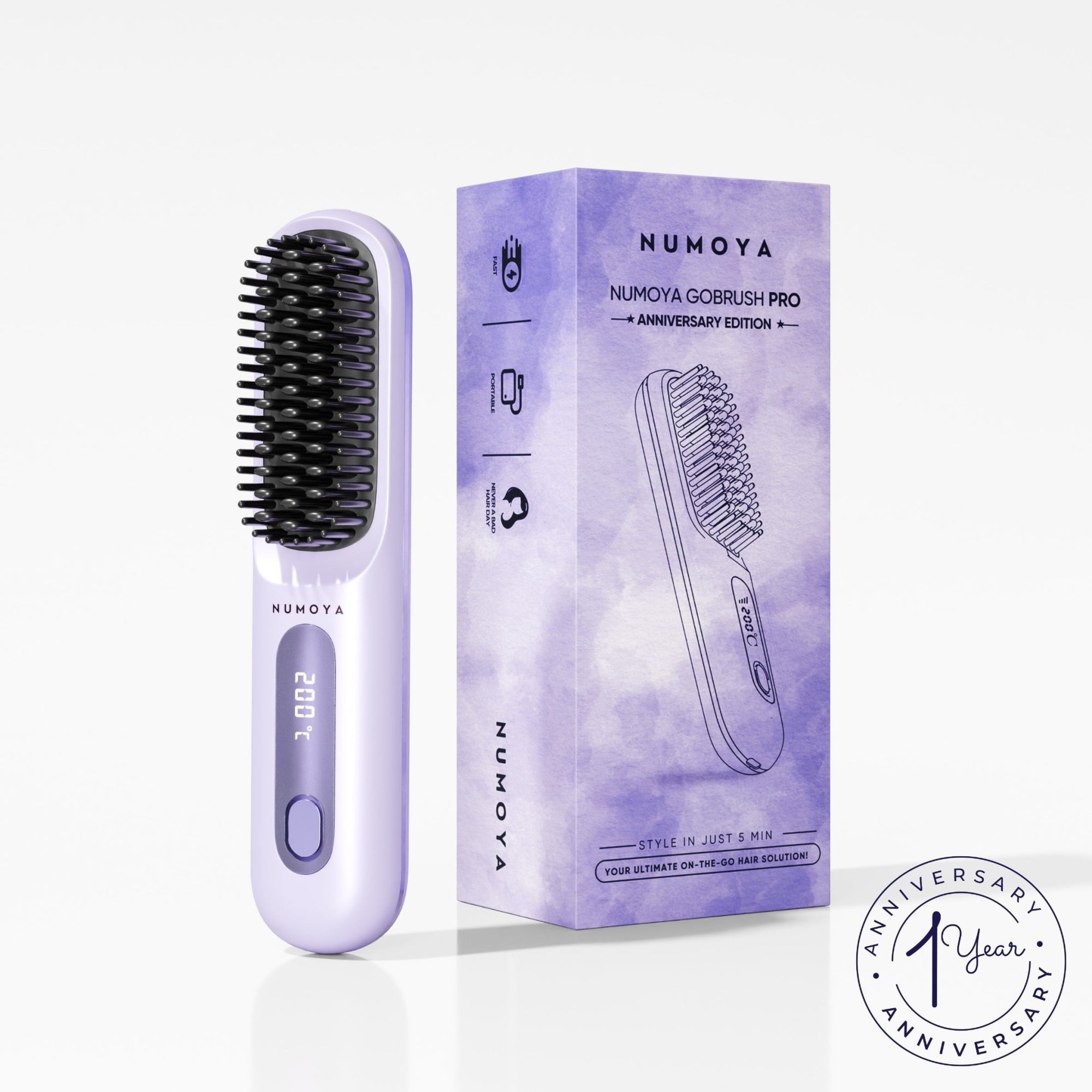 [NEW] Numoya Portable Straightener Brush - GoBrush PRO Anniversary Edi